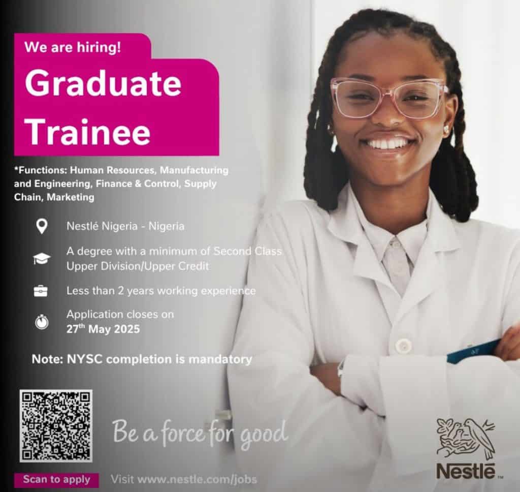 Join Nestlé Nigeria Graduate Trainee Programme 2025