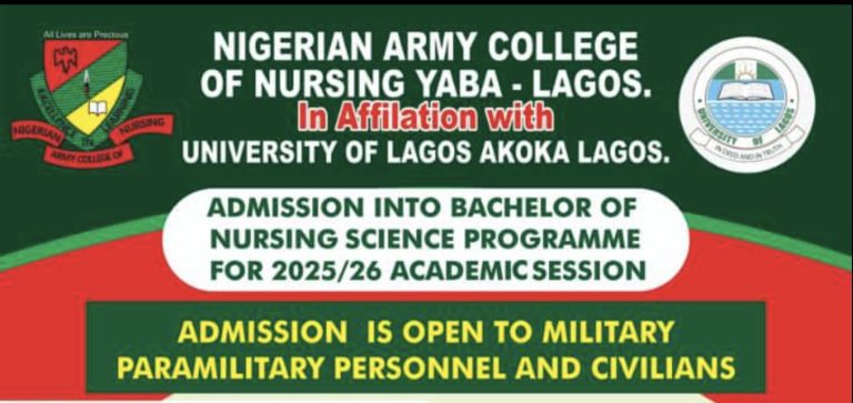 Nigerian Army College of Nursing Post UTME Form for 2025/2026 B.NSc Admission
