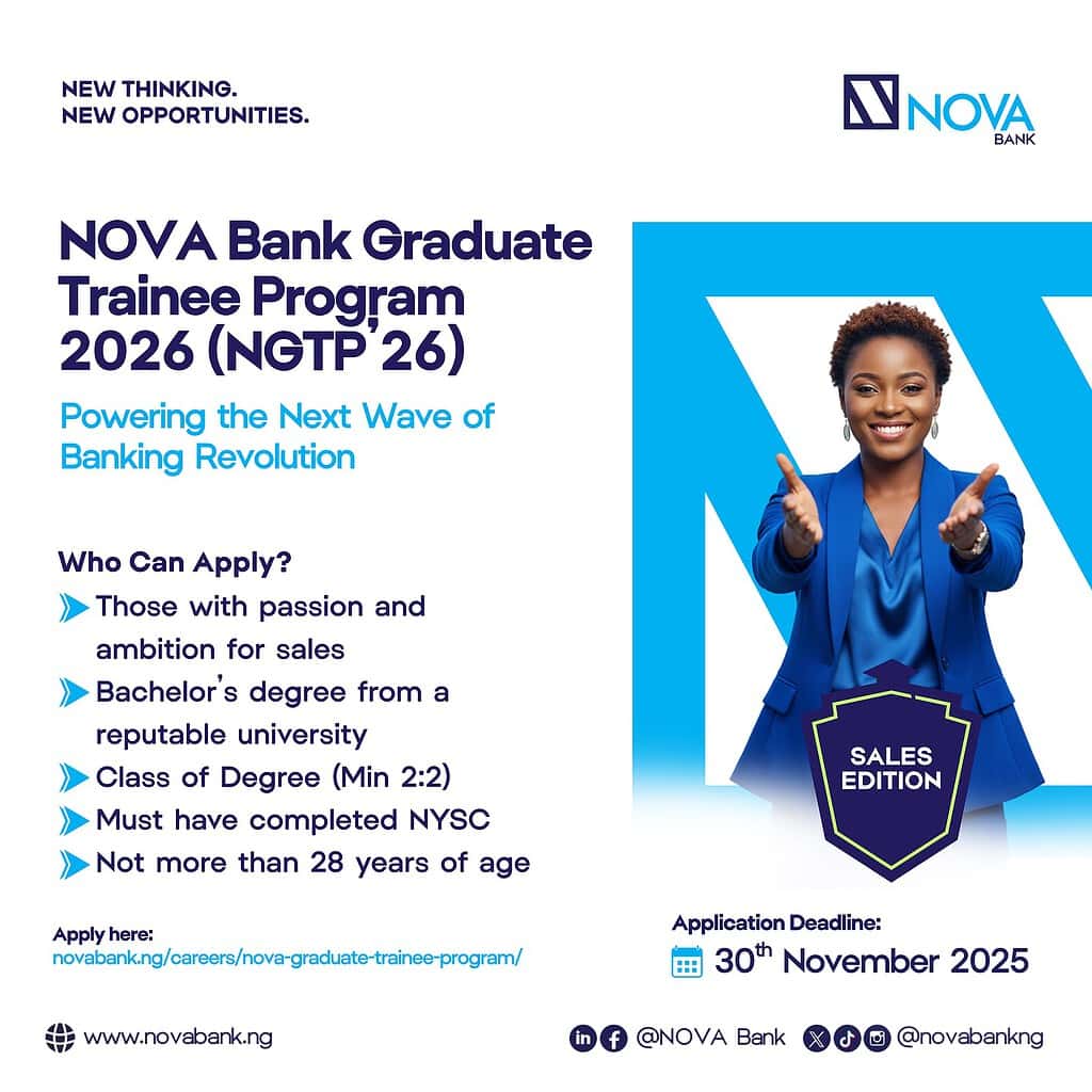 NOVA Bank Graduate Trainee Programme 2026