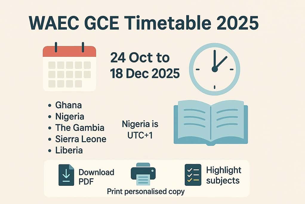 2025 WAEC GCE Timetable for 2nd Series - Let's Share What We Know